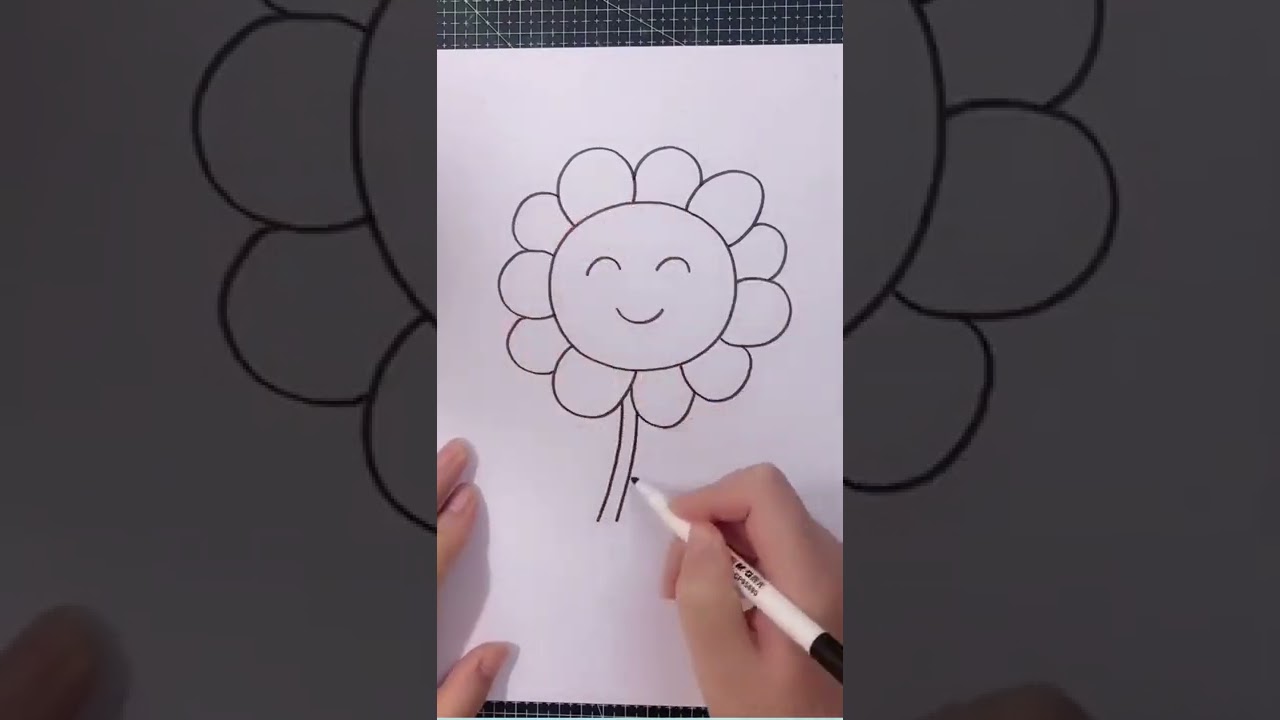 Cara menggambar bunga matahari #caramenggambarbungamatahari