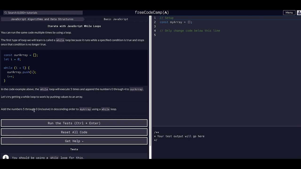 Iterate with JavaScript While Loops - Free Code Camp Help - Basic Javascript - Algorithms & Data