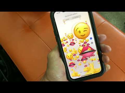 How to send a screen effect with stacked emojis in messages on iPhone 13 Pro Max