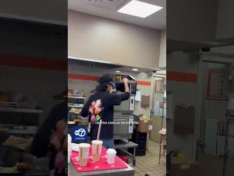 Customer helps staff extinguish fire at Dunkin Donuts