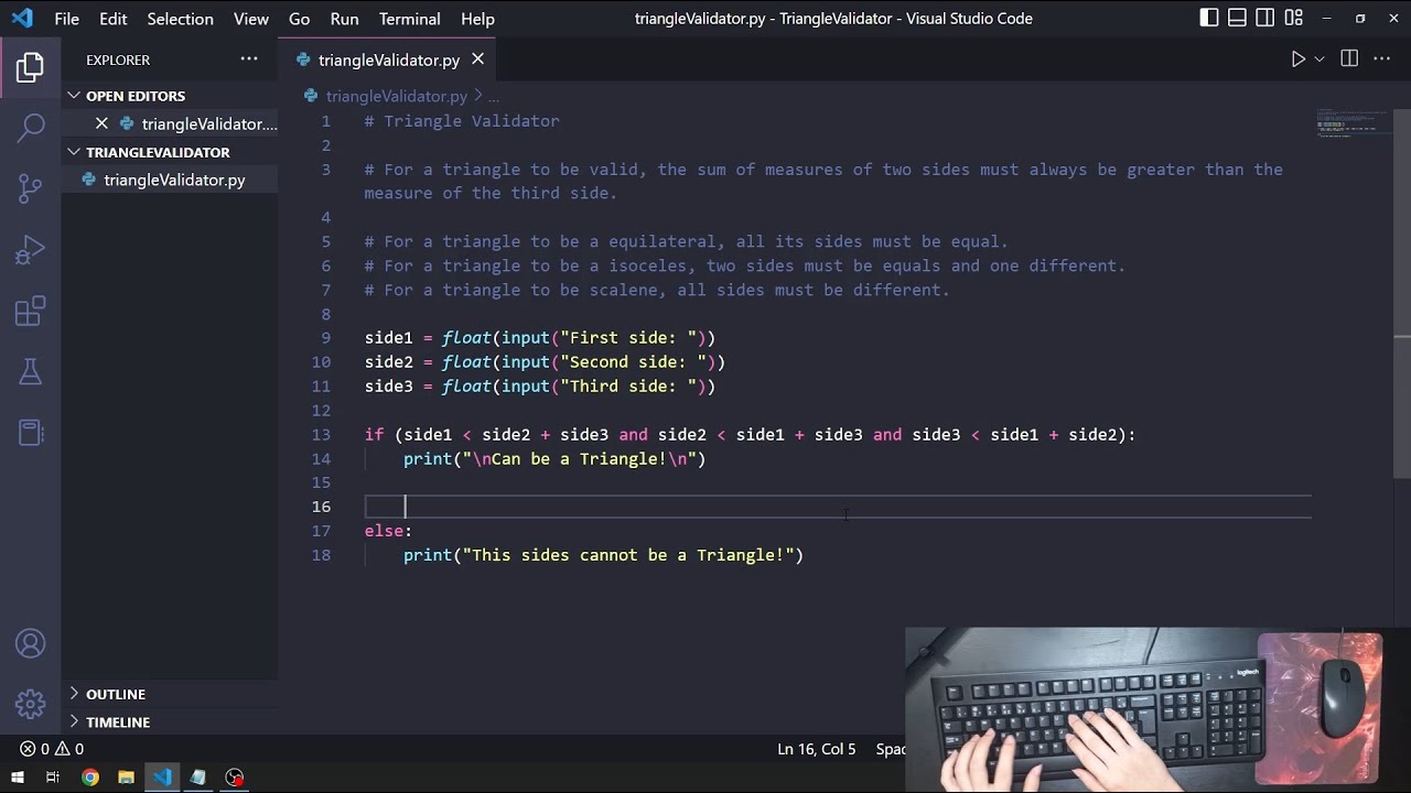 ASMR Programming - Coding Triangle Validator with Python - No Talking