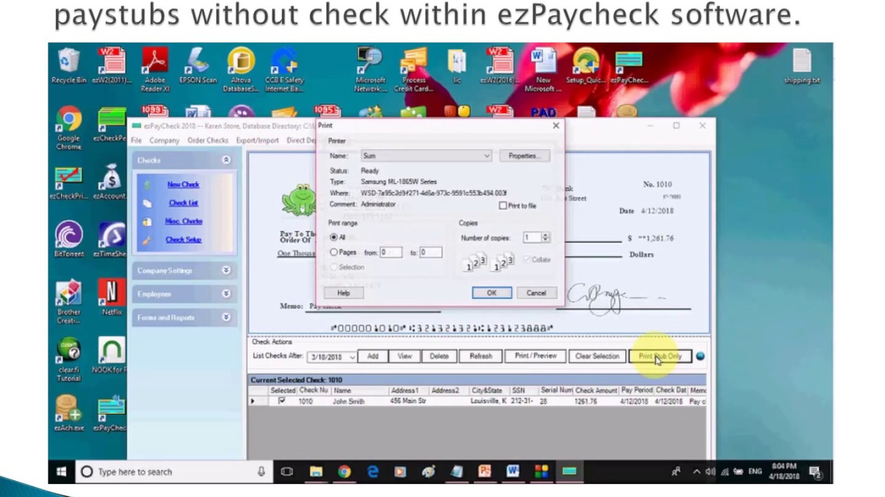 How to print paystubs only