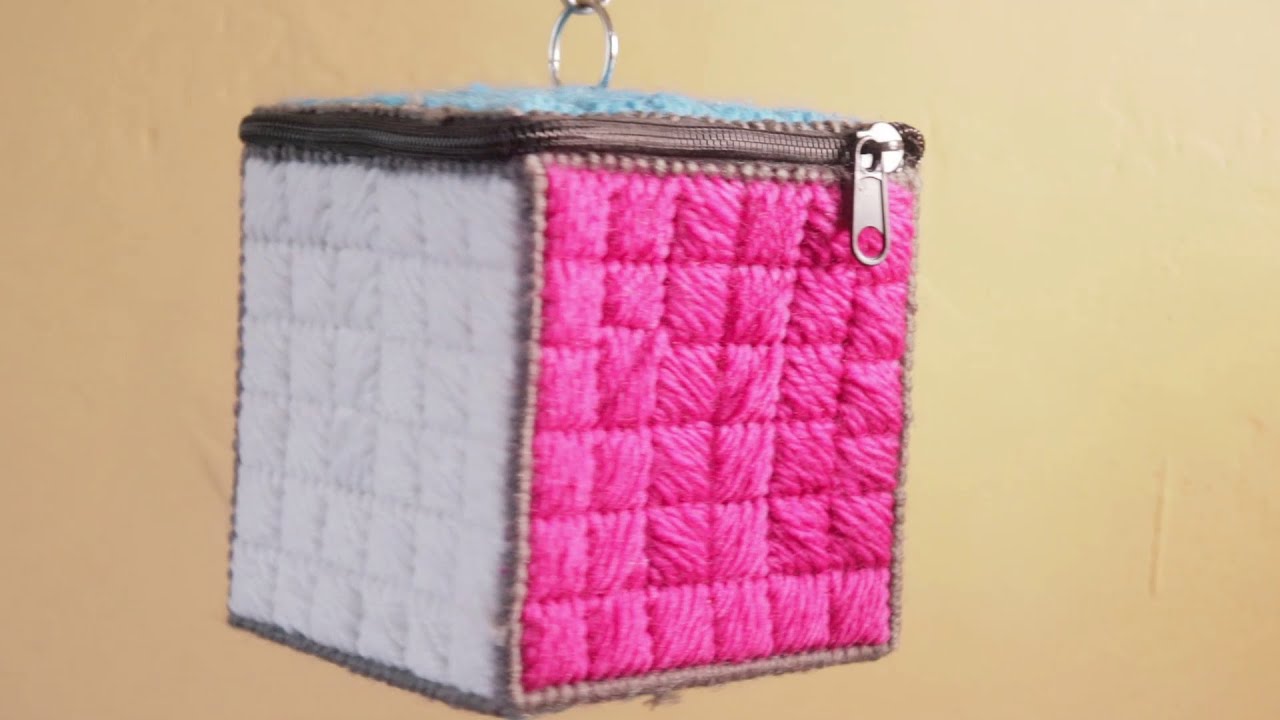 #008 DIY Mini Plastic Canvas Puzzle Bag, Crochet Super Unique Mini Bag👜