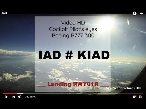 Cockpit | Landing ✈ WASHINGTON DC ( IAD / KIAD ) VA USA ✈ B777 - RWY01R [HD]