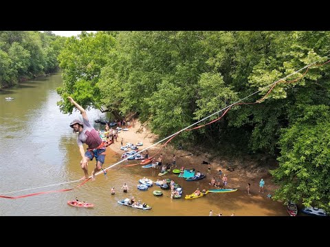 Watch: Men cross Ocmulgee River on a slackline 50 feet above water