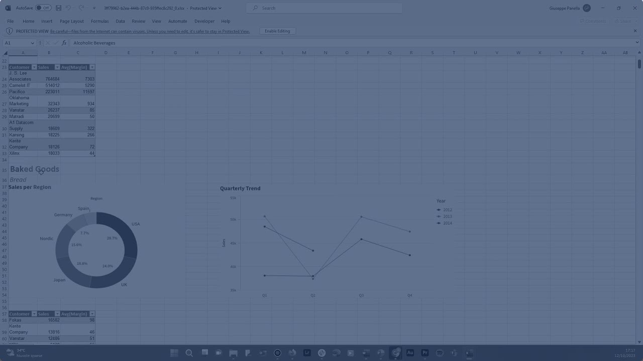 Using levels in an Excel report template - Qlik Cloud Analytics