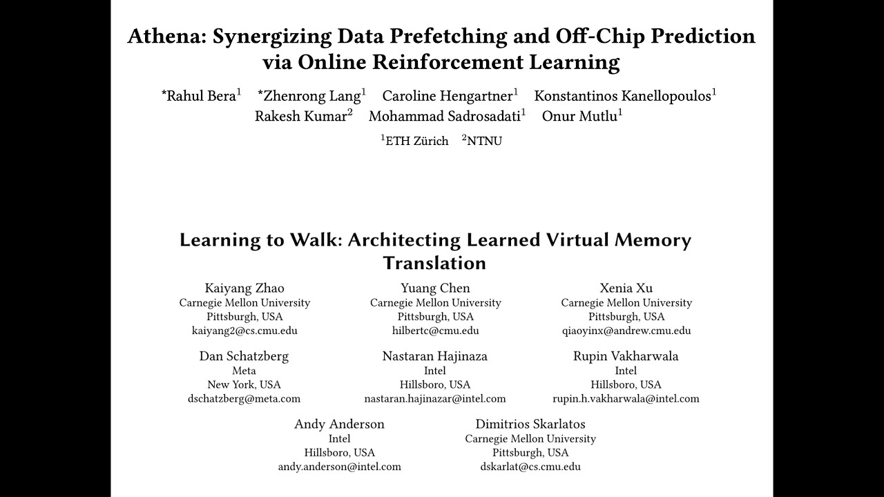 Seminar in Comp. Arch. - S2: Athena & Learning to Walk (Spring 2026)