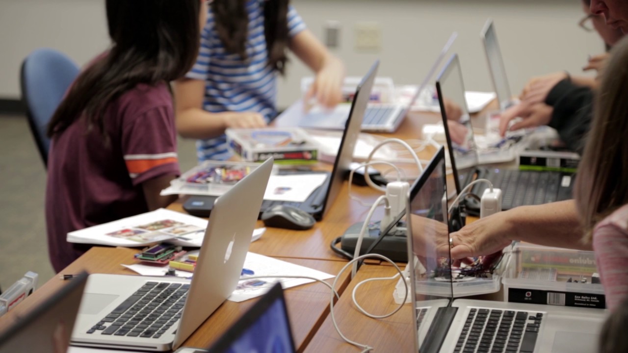 Girls attend programming workshop to build, program 'sibling detector alarm'