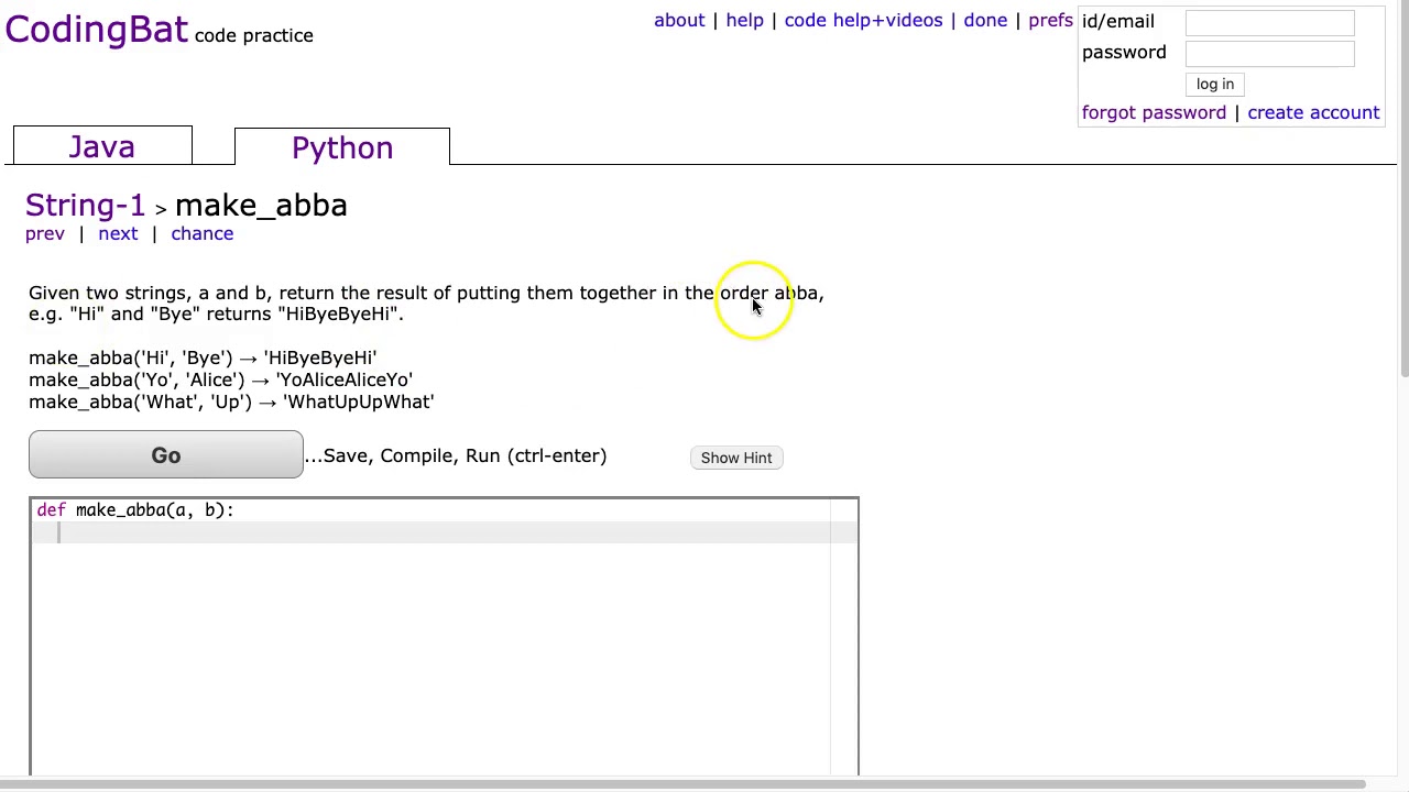 Codingbat - make_abba (Python)