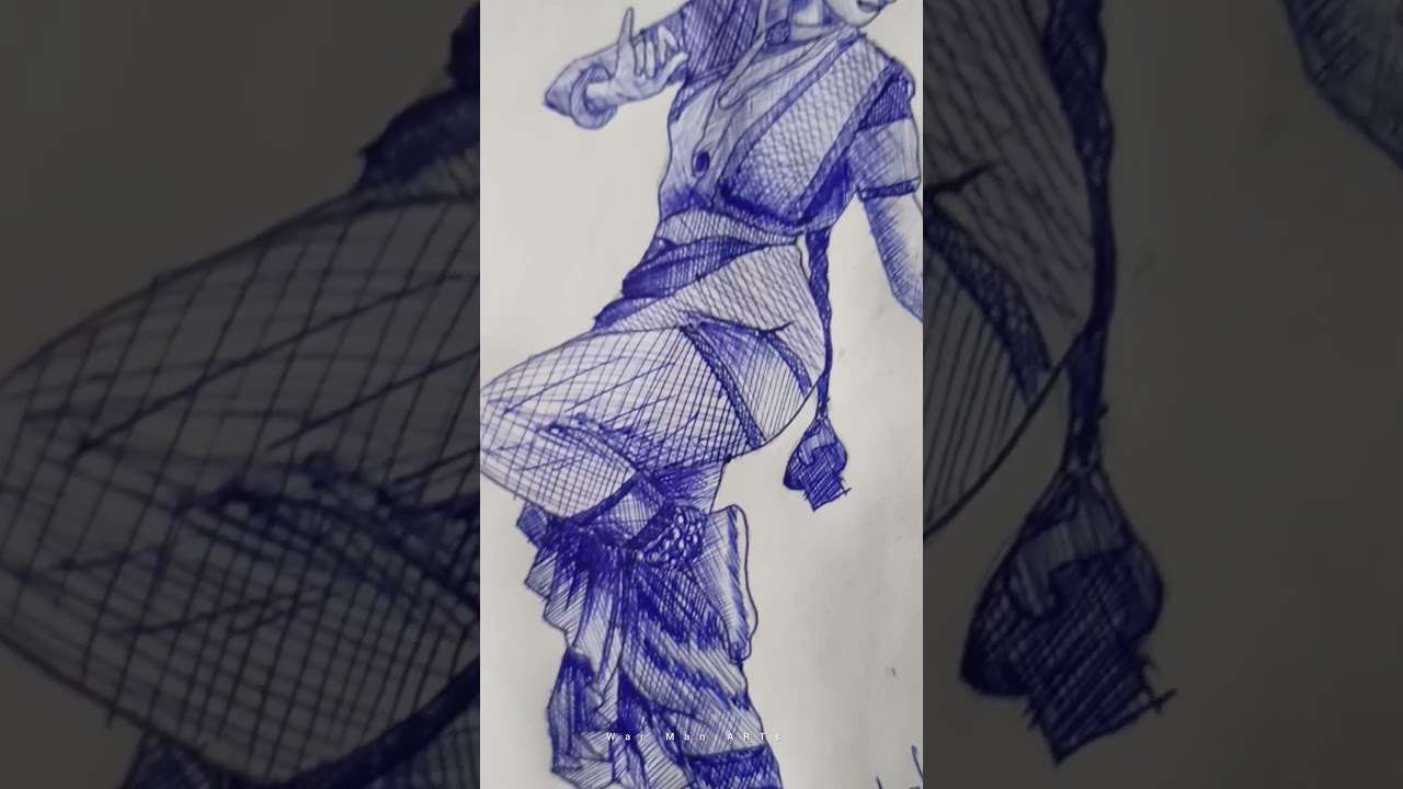 Indian cultural Folk dance Drawing 🩰।@WarManARTs।#shorts #drawing #art
