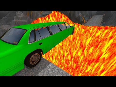 Beamng drive - Open Bridge Jumping Over Hot Volcano Car Crashes