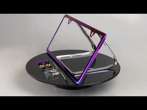 KA DEPOT Neo Chrome Two Holes Slim Style License Plate Frame + Metal Screw Cap Set