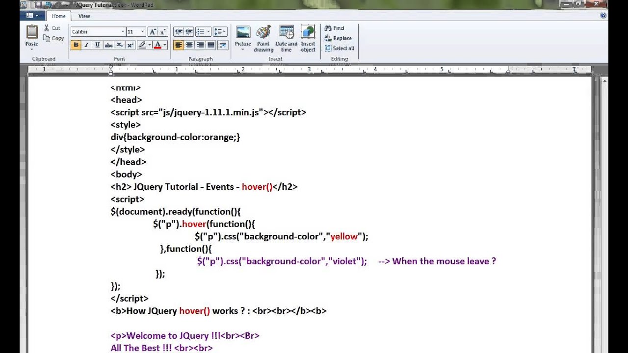 HOVER METHOD JQUERY DEMO