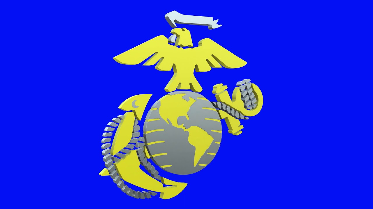 USMC Blue Screen Logo Loop Chroma Animation