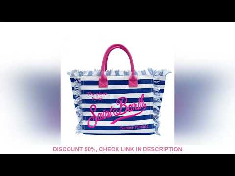 Saint Barth European and American New Women's Large Capacity Fashion Horizontal Striped Deep Blue Ta