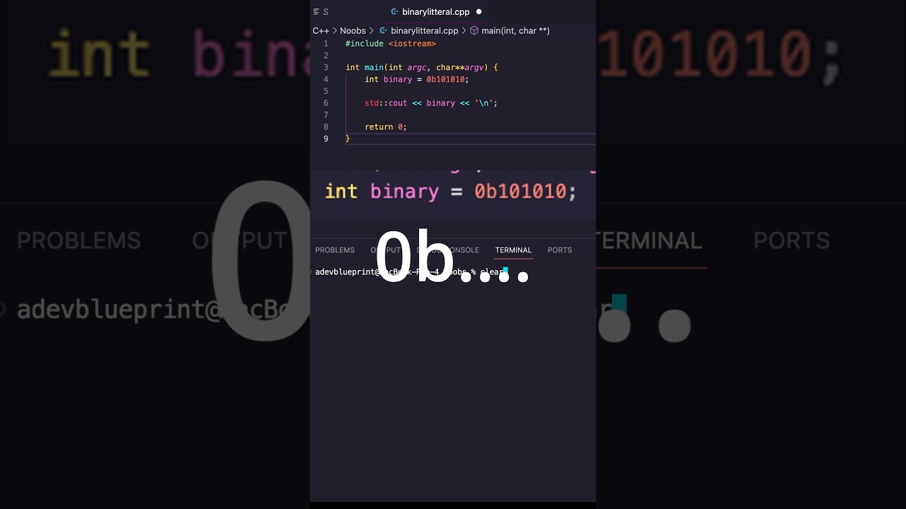 c++14 Binary Literals #cpp #cpp14 #cpp17 #developer #programming