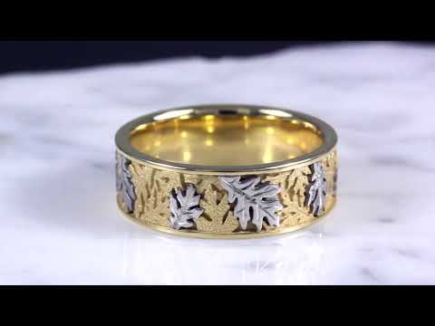 Two Tone Oak Leaf Wedding Band