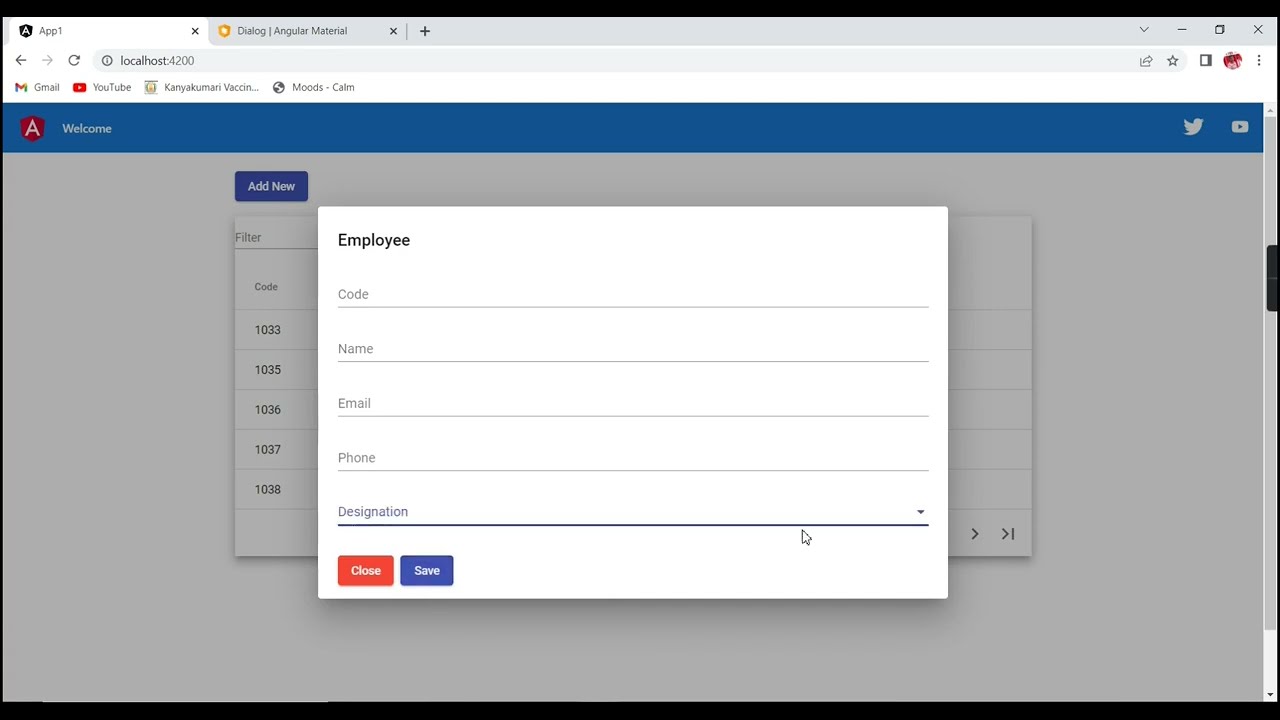 Angular 14  CRUD Operations with reactive forms & Material UI Modal popup | alertifyjs