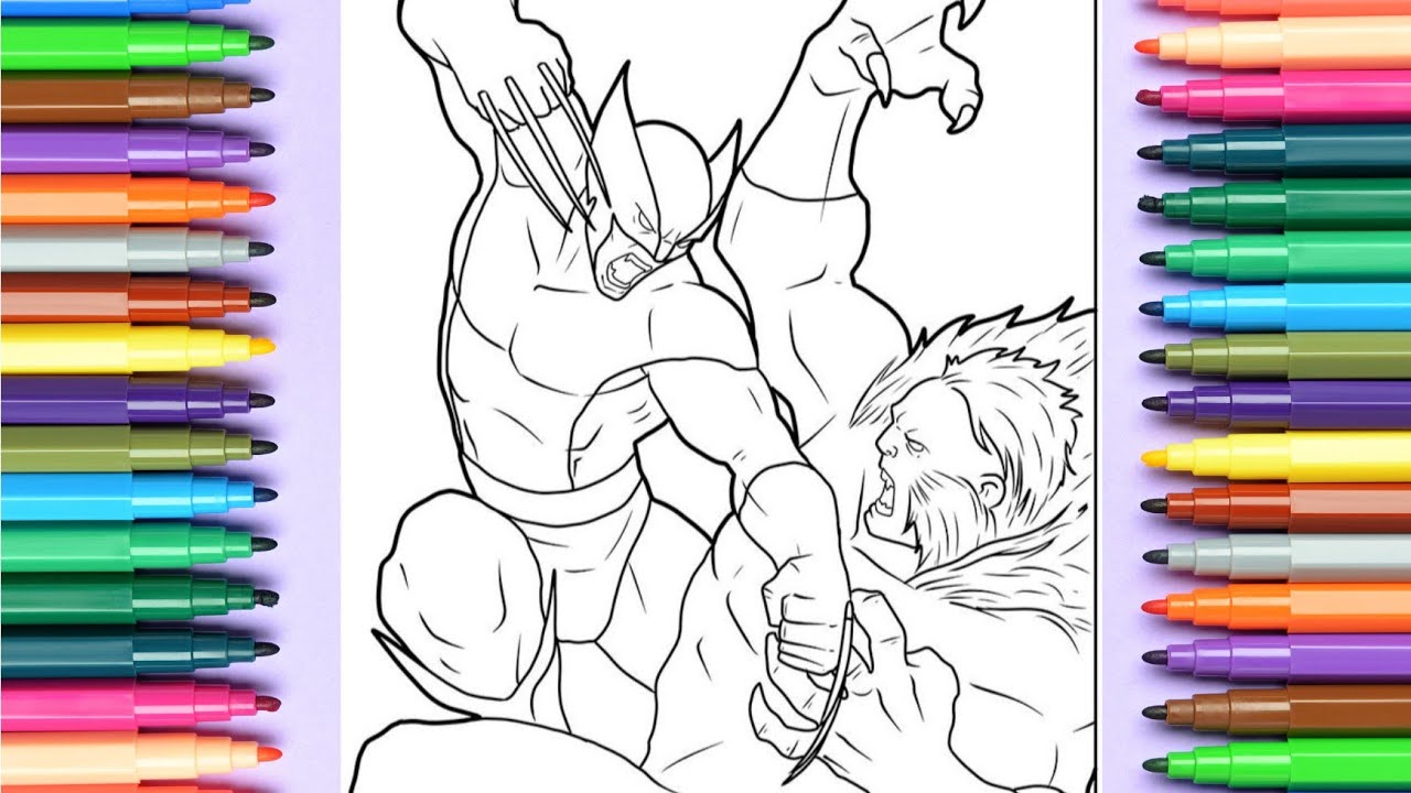 Wolverine vs Sabertooth Coloring Pages