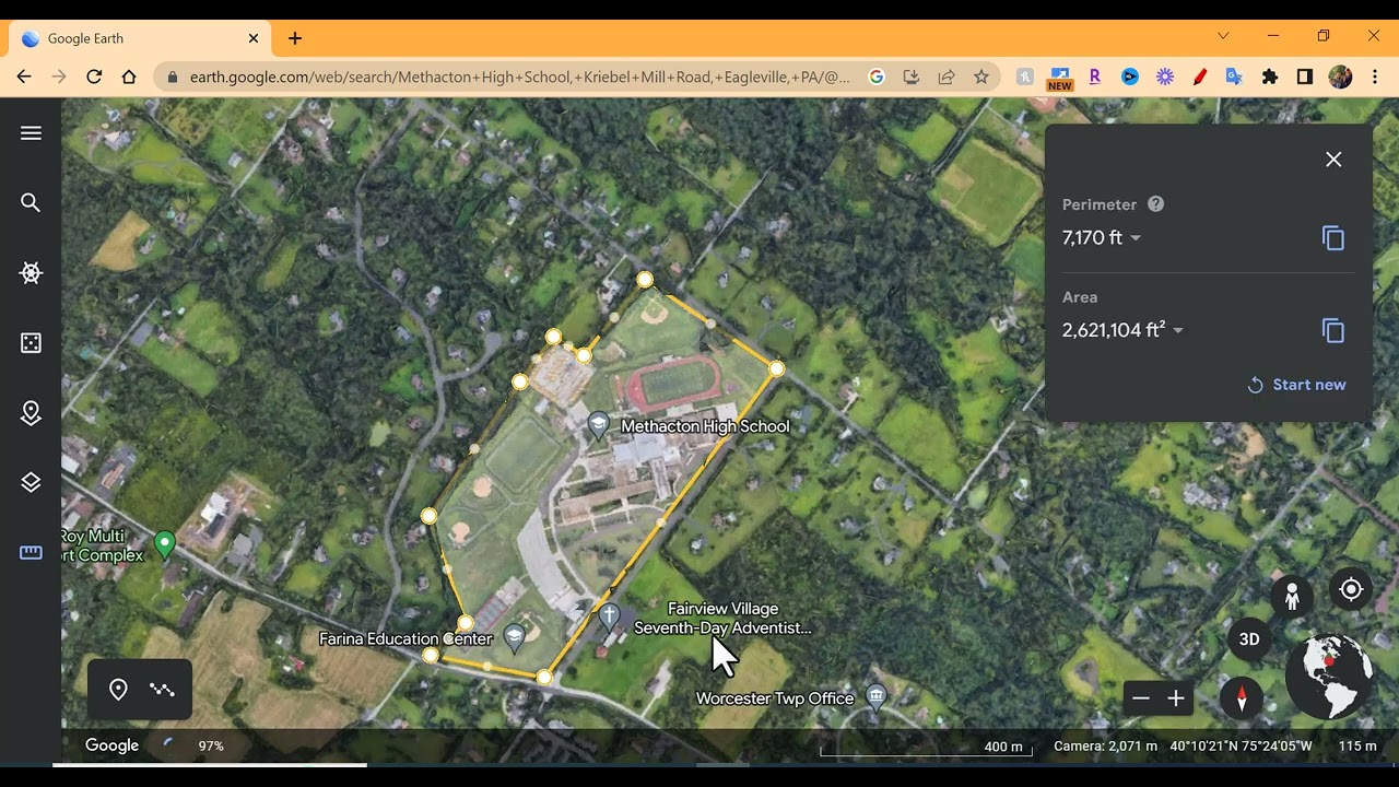 Real World Math! How you can teach perimeter and area of any place using the tools in Google Earth.