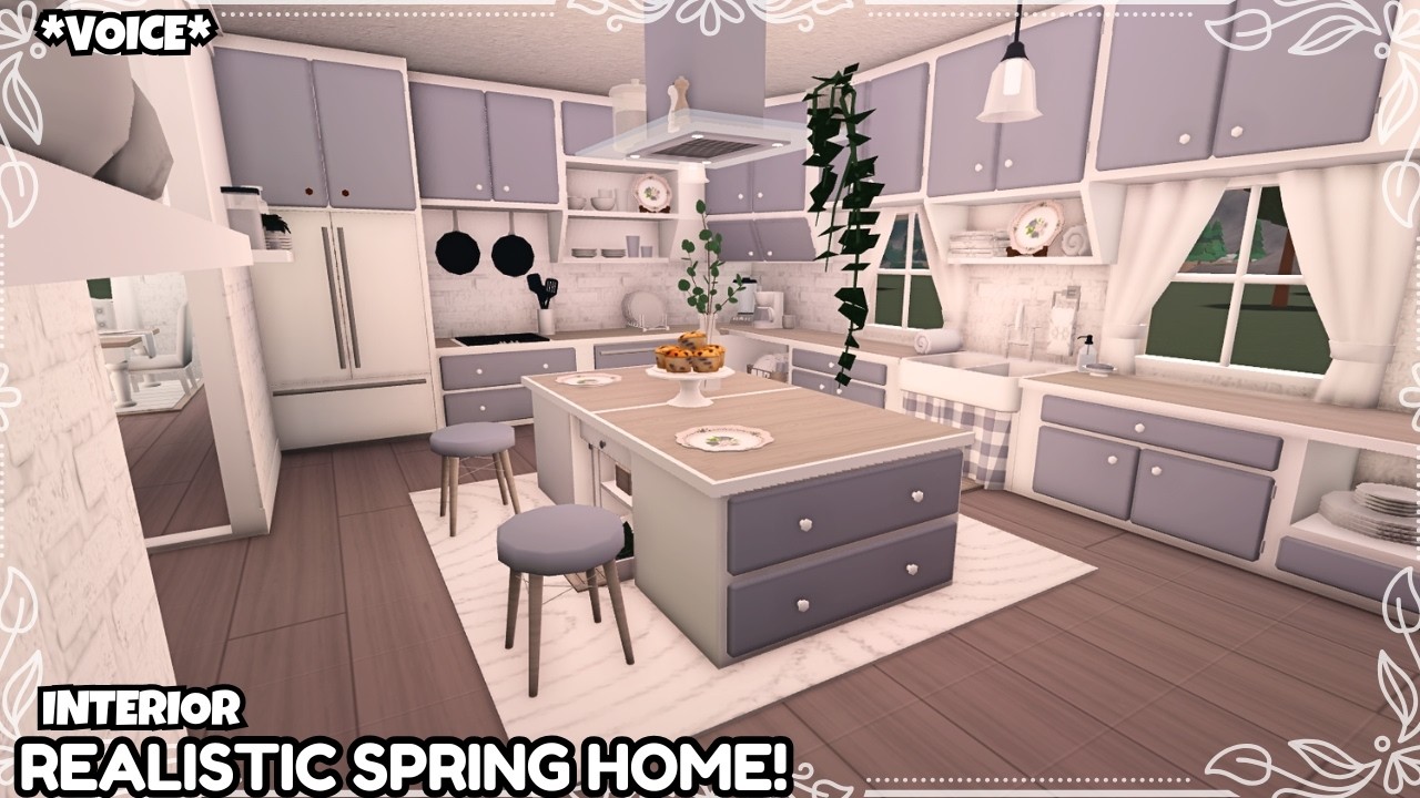 Realistic Spring Bloxburg House Build: INTERIOR Tutorial *VOICE*