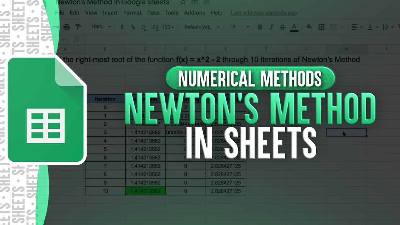 Newton’s Method In Google Sheets | Numerical Methods