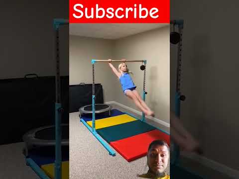 Focused and Determined: Young Gymnast Nails a Handstand on the Bar | Home Gym Action!"