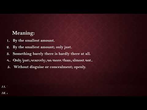 Barely Meaning and Example Sentences