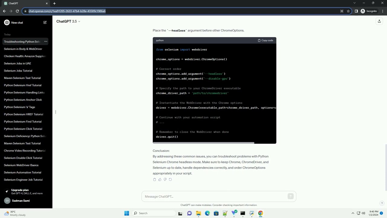 python selenium chrome headless not working