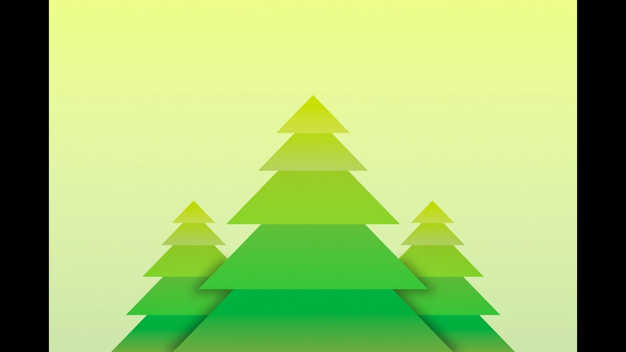 Flat Trees Landscape Illustration Easy - ( Adobe Illustrator Tutorial )