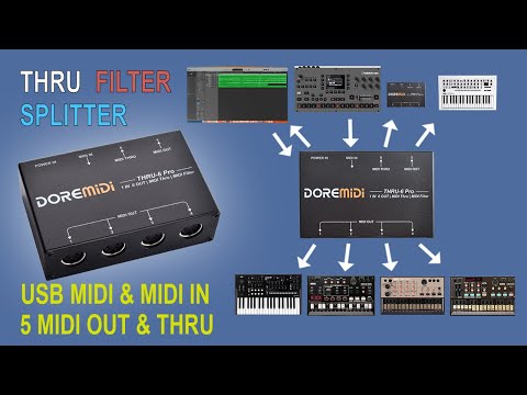 DOREMIDI THRU-6 Box 1 MIDI Input/6 MIDI Outputs Standard MIDI | Reverb