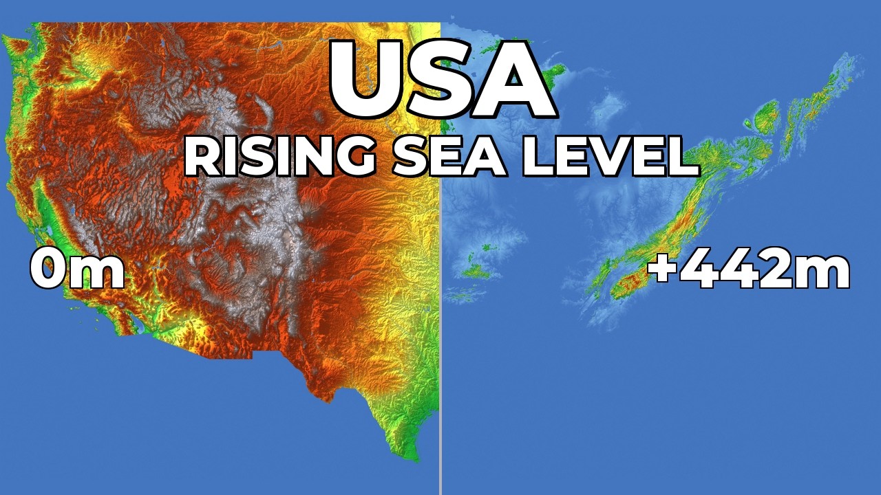 (4K) Rising Sea Level - USA 🇺🇸 (mainland only) 🌳🌊 #geography #map #usa  #sealevelrise