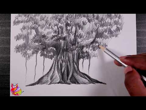 Art192|How to draw a Banyan tree step by step for beginners|How to draw a Banyan tree easy|Tree draw