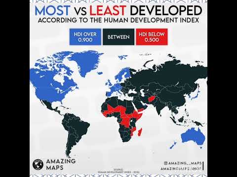 Most vs Least Developed Countries! #map #countries #development #hdi #youtubeshorts