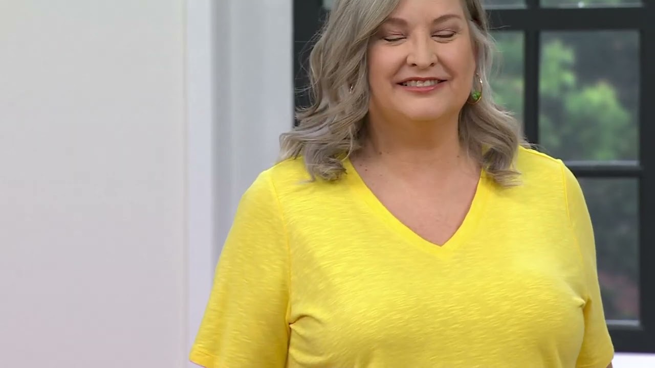 Denim & Co. Naturals Linen Blend Crossover V-Neck Top on QVC