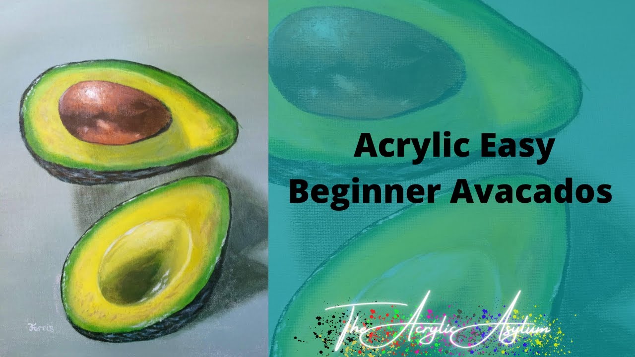 Easy Beginner Acrylic Painting- Avocados