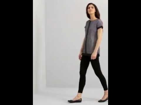Denim Square Neckline Tunic - Pale Grey & Ladies Black Classic Leggings | Simon Jersey