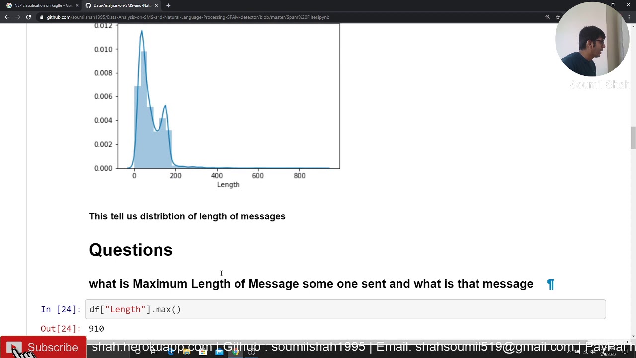 A simple NLP model to classify whether a message is Spam or not in python