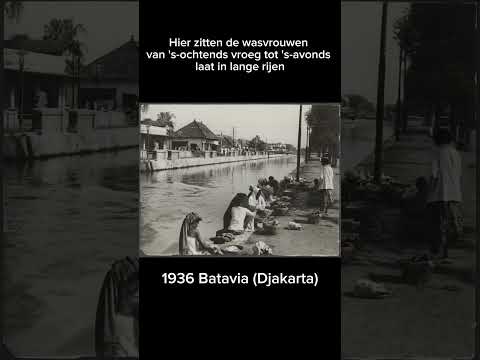 Jakarta Tempo Doeloe (1936) Batavia. Washerwomen along the river #tempodoeloe