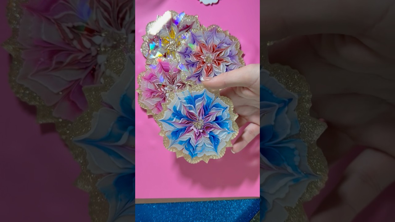 Just some gorgeous holographic resin coasters 🤩 #resin #subscribe #tutorial #art #holographic