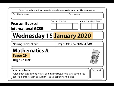 IGCSE Mathematics January 2020 - 4MA1/2H