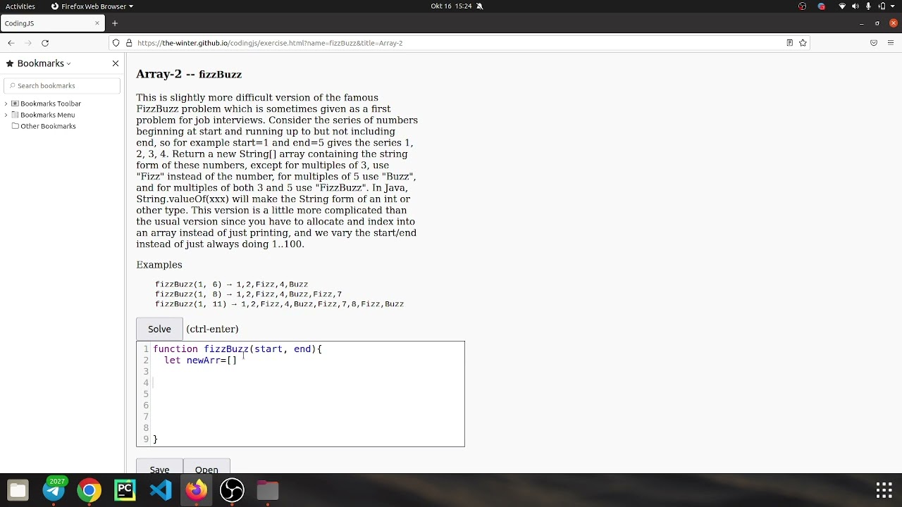 Javascript CodingJs  Array-2 --fizzBuzz  solution