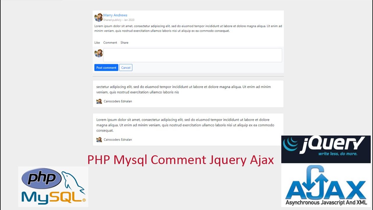 PHP Mysql Comment Jquery Ajax