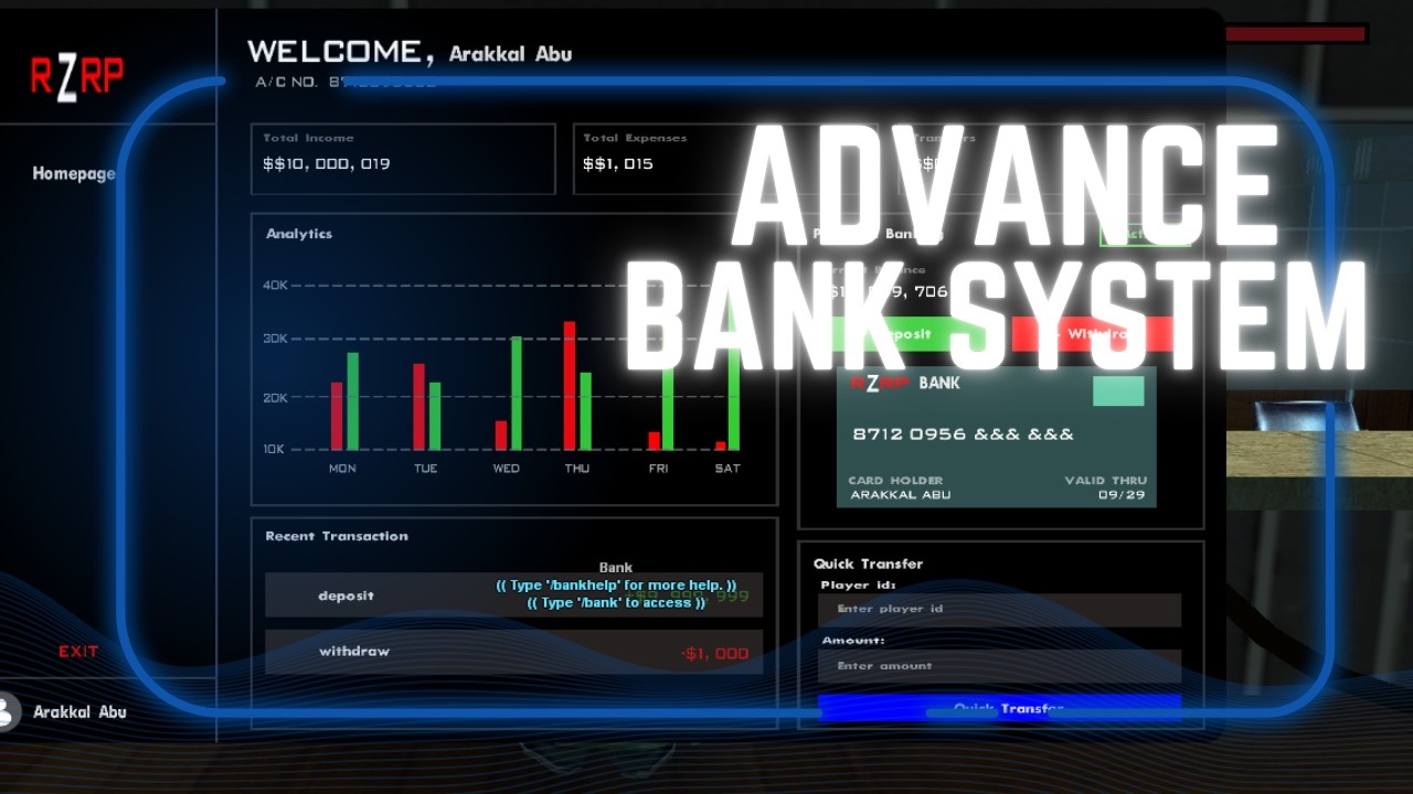 [SHARE] SA-MP Modern Banking UI System | Quick Transfer + History
