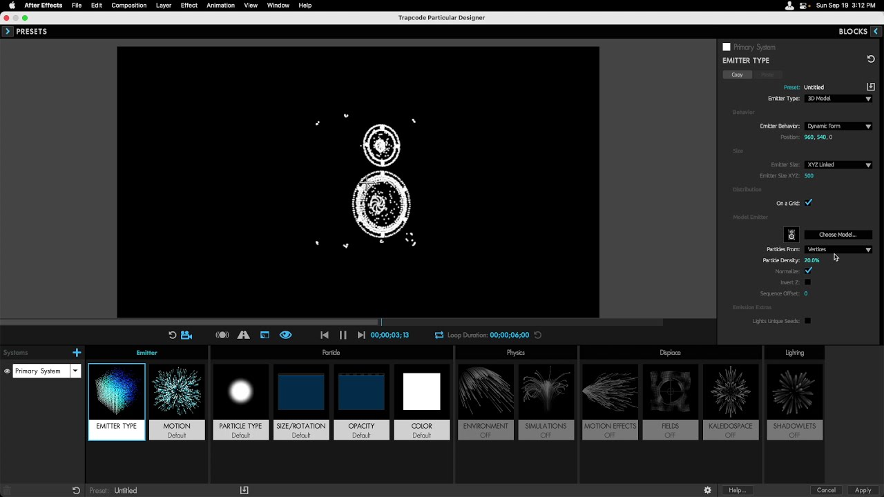 Trapcode Particular -   Density Controls for 3D Model Form Behaviors