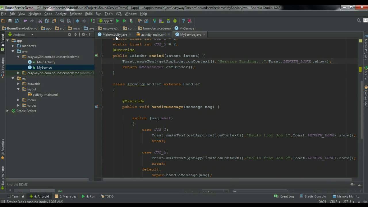 Android Studio Tutorial   55   Bound Service Using Messenger