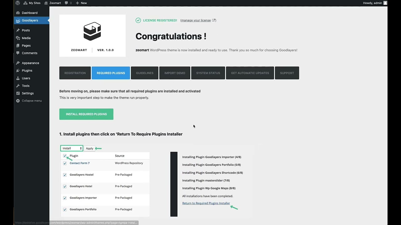 Zeomart - Theme installation
