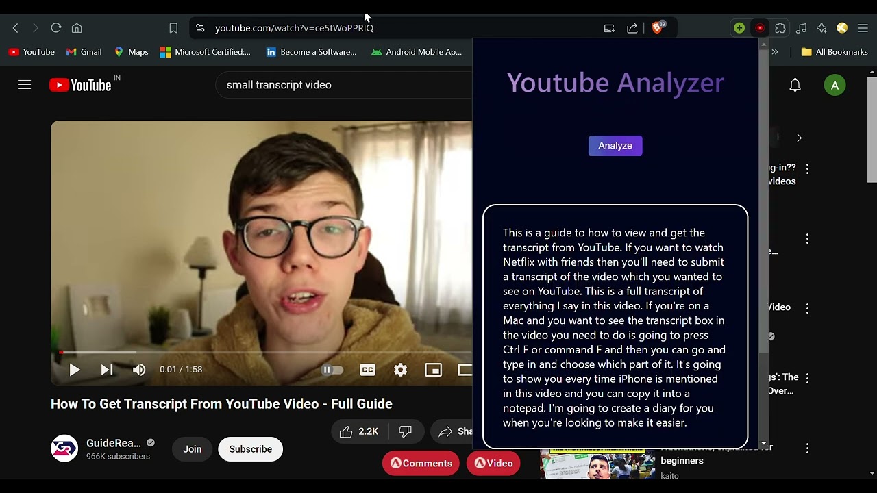 YouTube Analyzer - A Chrome Extension