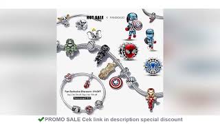 2024 New 925 Silver Charm Disney Captain America Charm Bead fits Pandora Spider Man Bracelet Marvel