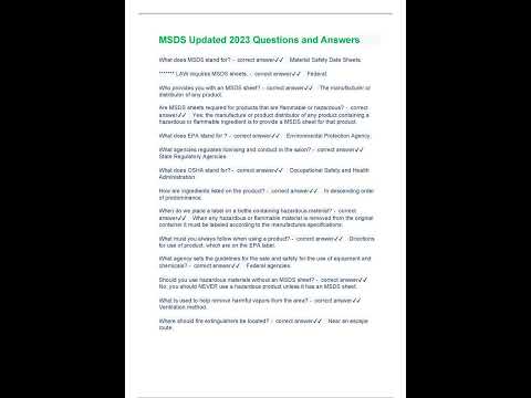 MSDS Updated 2023 Questions and Answers